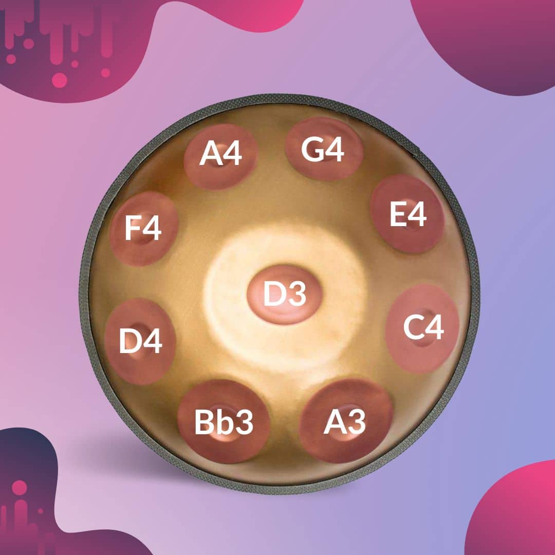 Golden Handpan - 9 Notes - D Minor - Handpan Store