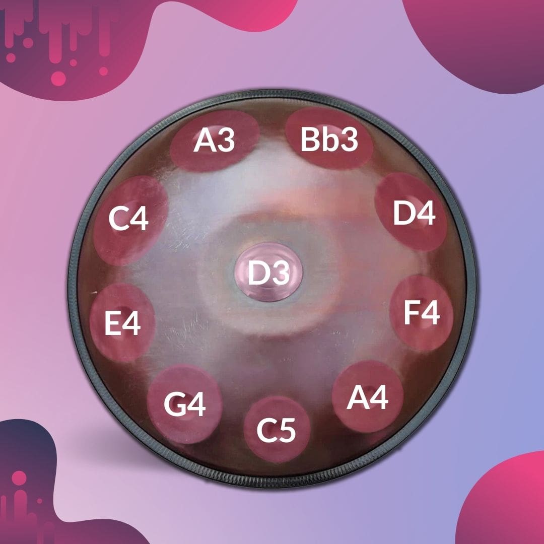 Burgundy Handpan - 10 Notes - D Minor - Handpan Store
