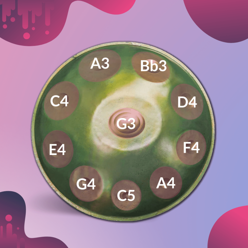 Handpan Emerald Shell - 10 Notes - D Minor - Handpan Store