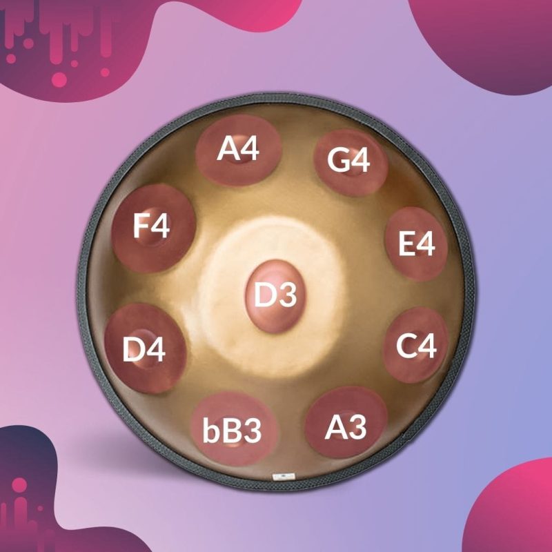 Golden Handpan 17 notes - D Minor Kurd - Handpan Store