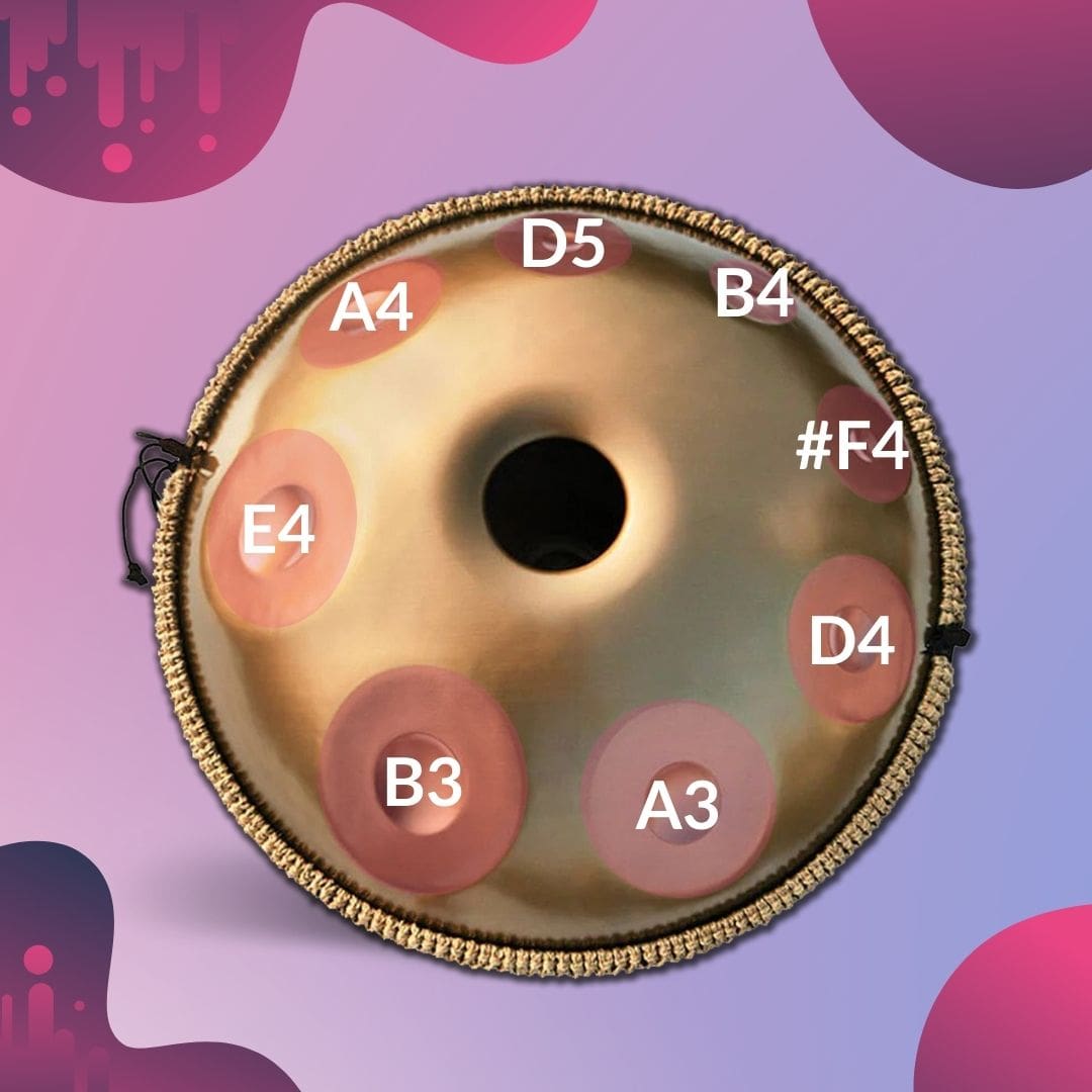 Golden Handpan 17 notes - D Minor Kurd - Handpan Store