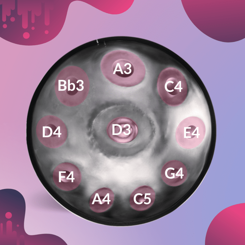 Silver Coloured Handpan - 10 Notes - D Kurd - Handpan Store